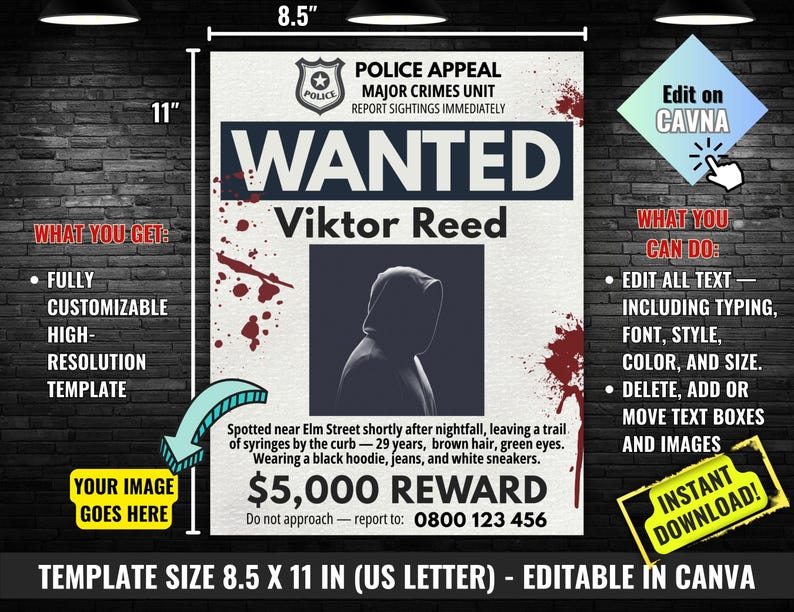Editable Halloween Wanted Poster, Spooky Party Sign, Scary Party Decor ...