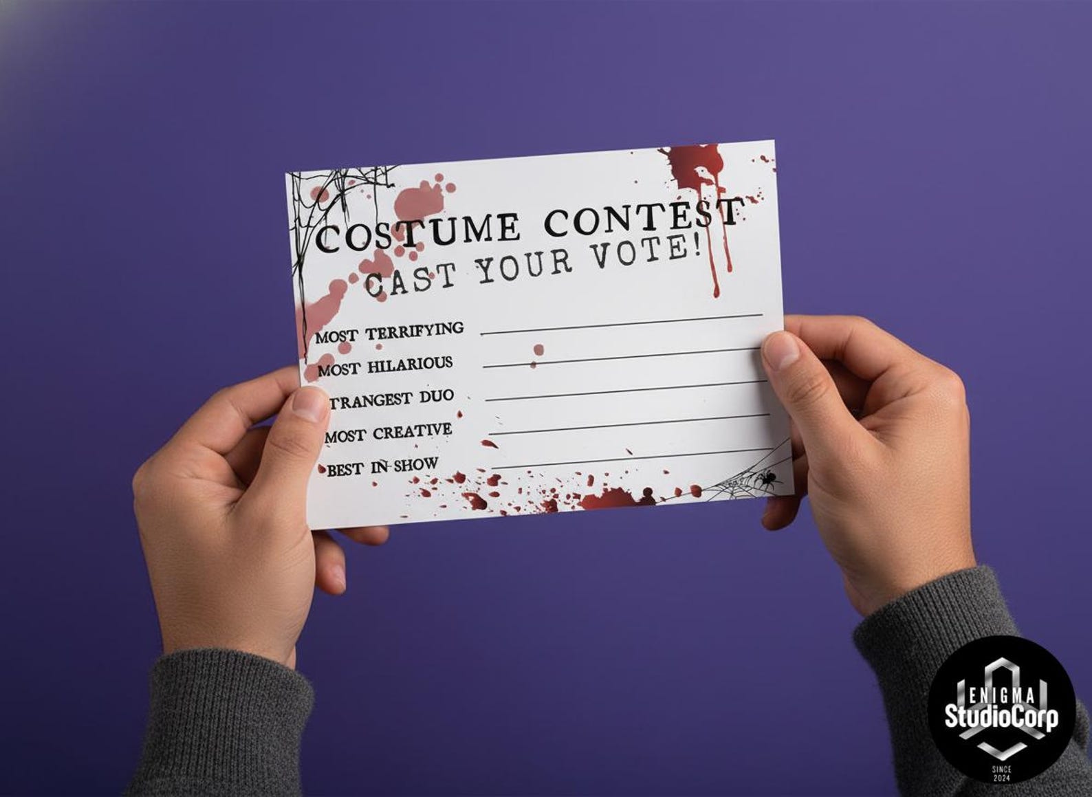 Halloween Costume Contest Voting Card, Bloody Ballot Cards, Printable ...