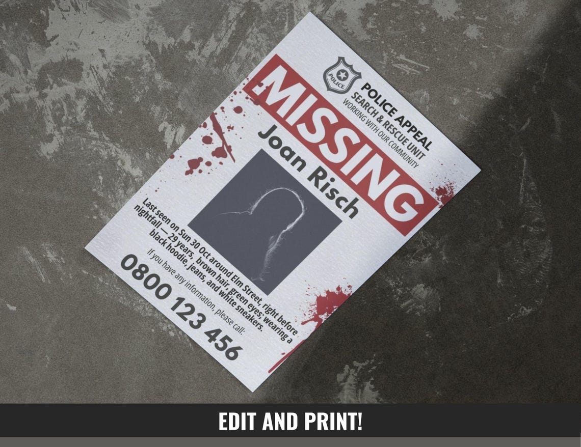 Editable Halloween Missing Poster, Spooky Party Sign, Scary Party Decor ...