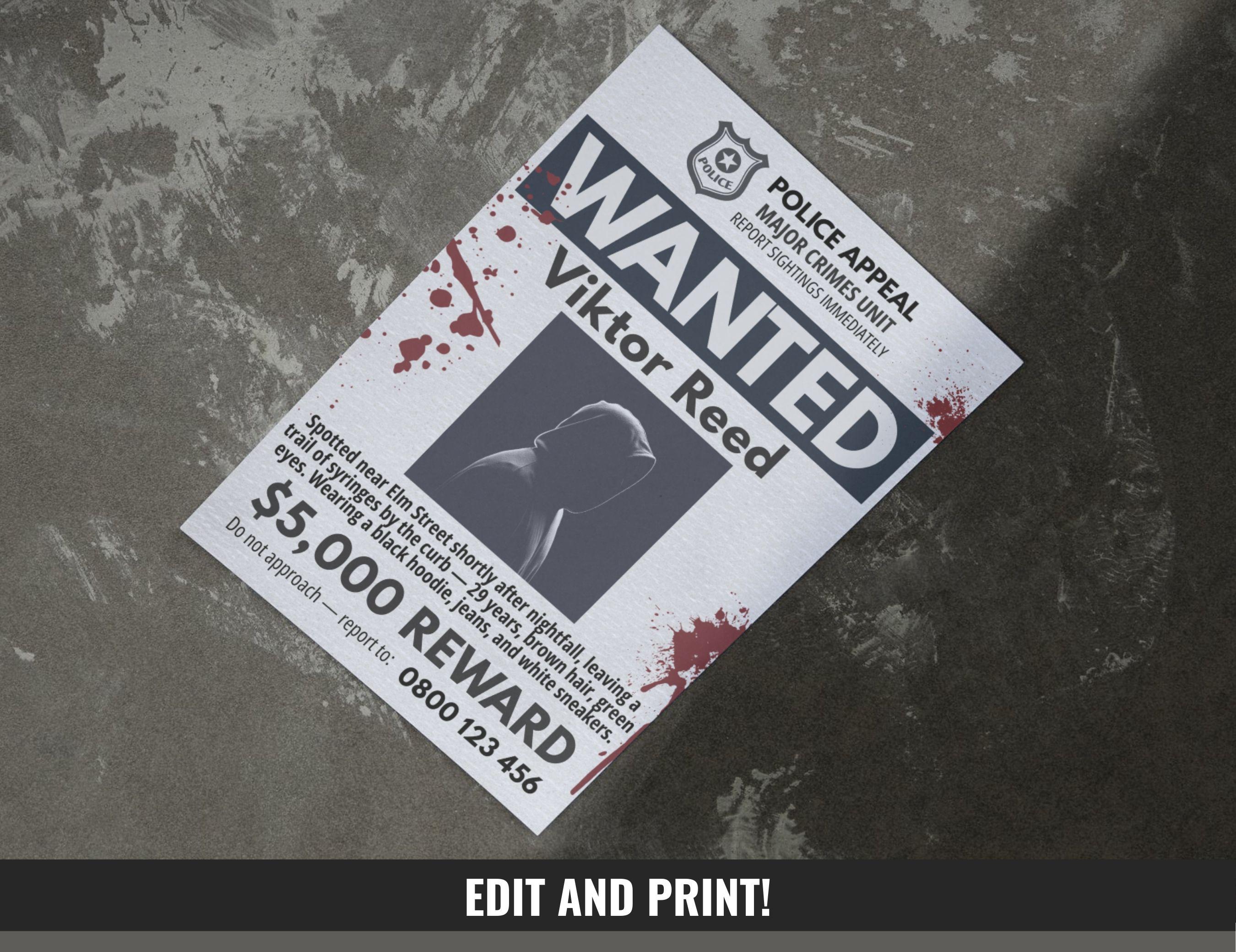 Editable Halloween Wanted Poster, Spooky Party Sign, Scary Party Decor ...