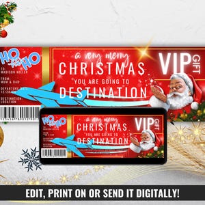 Editable Christmas Boarding Pass VIP Gift, Vacation Voucher, Surprise ...