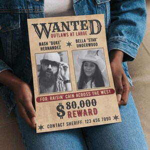 Editable Wanted Poster Template for Couples, Printable Vintage Wild ...