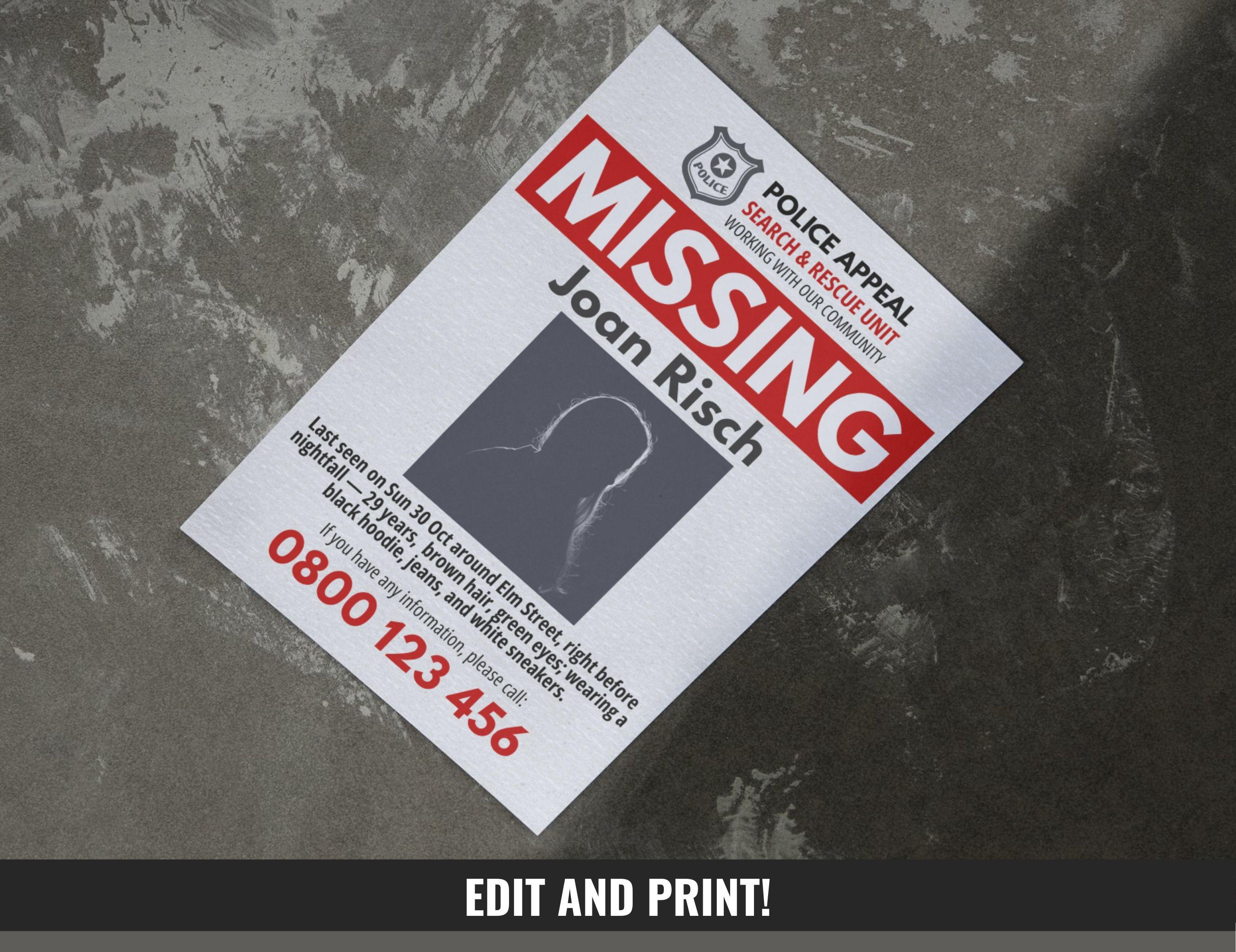 Editable Halloween Missing Person Sign, Printable Spooky Party Poster ...