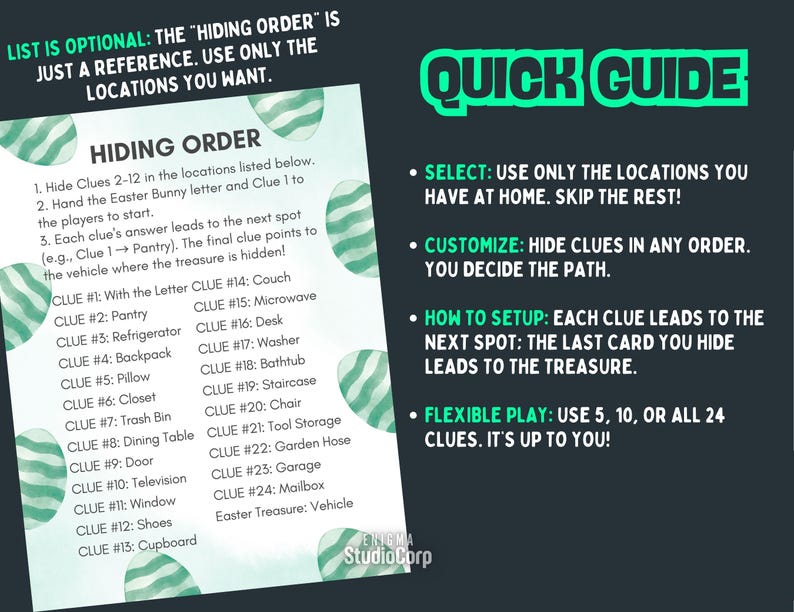 Easter Scavenger Hunt for Teens, Older Kids Easter Egg Hunt Clues ...