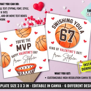 Basketball Valentine Cards, Printable Kids Valentine’s Day Gift Tags ...