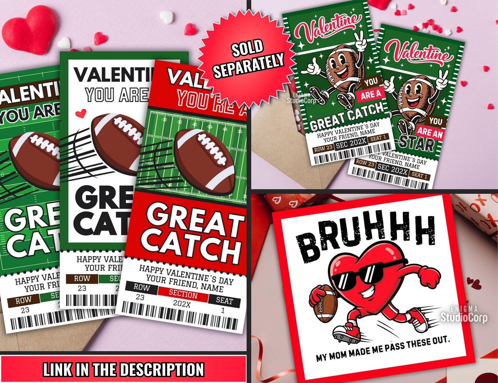 Football Valentine Cards, Printable Kids Valentine’s Day Gift Tags ...