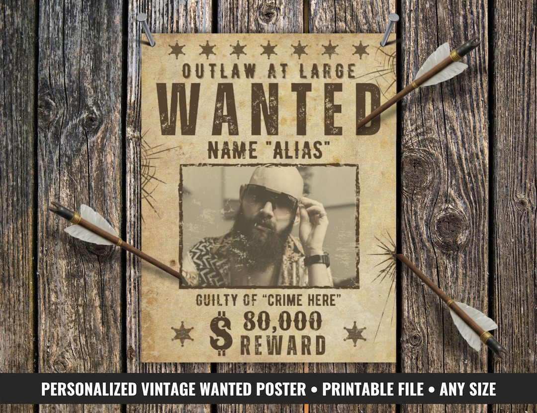 Individuell gestaltetes WANTED-Poster mit Foto, Western-Geburtstags ...