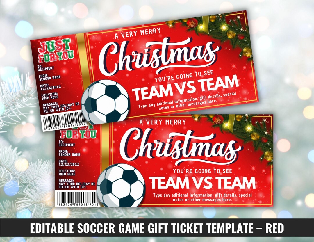 Soccer Game Christmas Gift Voucher, Football Match Ticket, Holiday ...