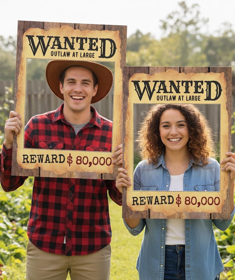 Printable Wanted Poster Photo Booth Frame Prop, Wild West Party Decor ...