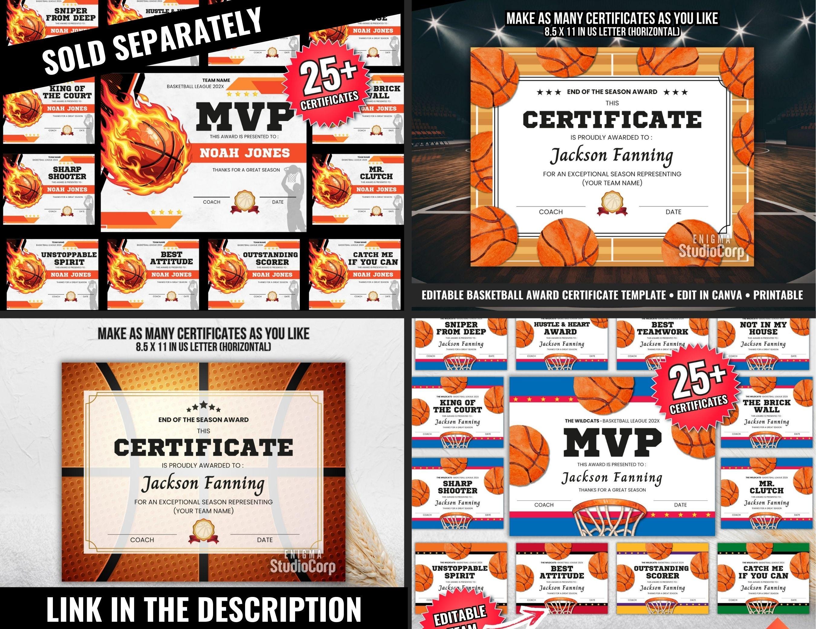Basketball Award Certificates Bundle, End of Season Team Sports Awards ...