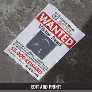 Editable Halloween Wanted Poster, Printable Spooky Party Sign, Scary ...