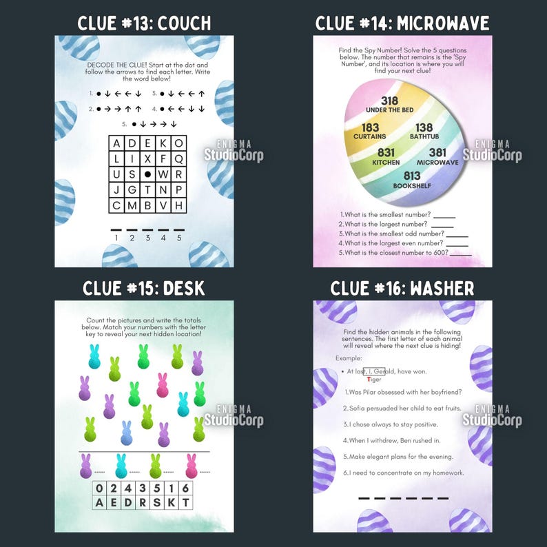 Easter Scavenger Hunt for Teens, Older Kids Easter Egg Hunt Clues ...