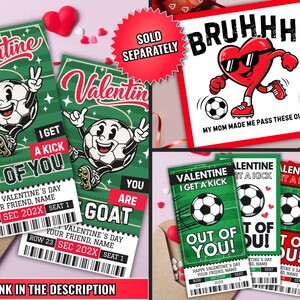 Soccer Valentine Cards, Printable Kids Valentine’s Day Gift Tags Bundle ...