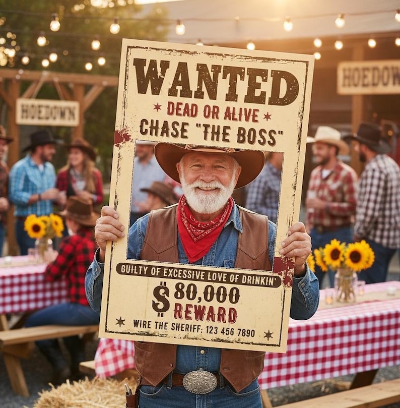 Editable Wanted Poster Photo Booth Frame, Wild West Party Decor, Cowboy ...