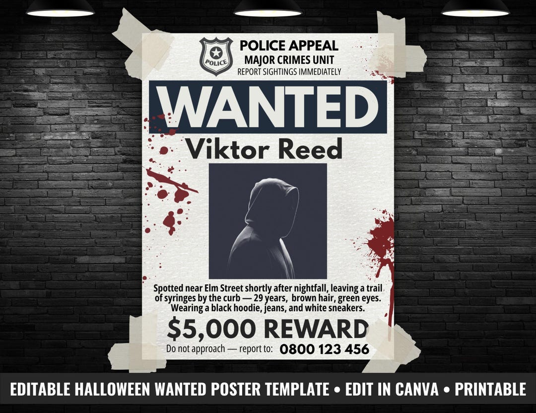 Editable Halloween Wanted Poster, Spooky Party Sign, Scary Party Decor ...