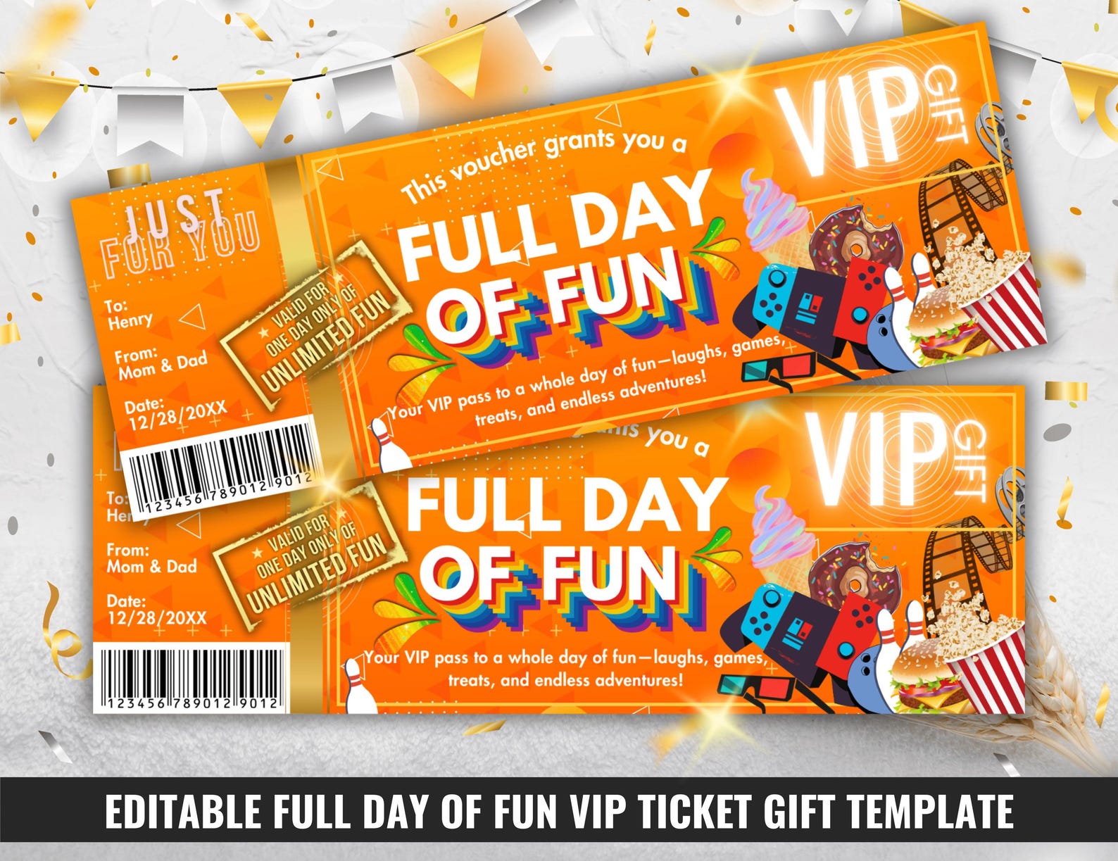Fun Day VIP Ticket, Full Day of Fun Coupon, Yes Day Birthday Gift ...