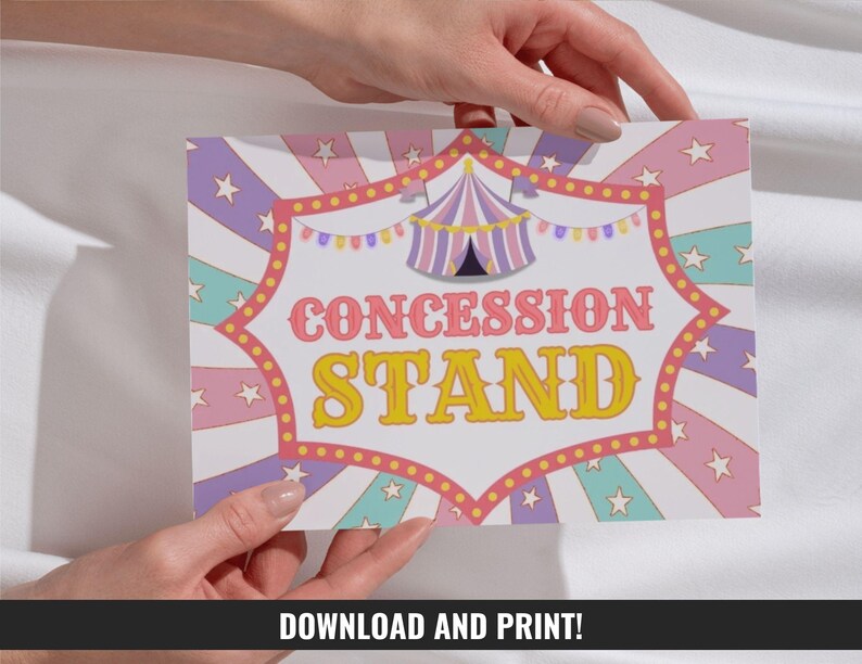 Carnival Concession Stand Sign Printable, Circus Party Concessions Sign ...