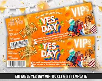 Fun Day VIP Ticket, Full Day of Fun Coupon, Yes Day Birthday Gift ...