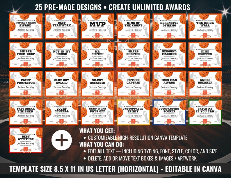 Basketball Award Certificates Bundle, End of Season Team Sports Awards ...