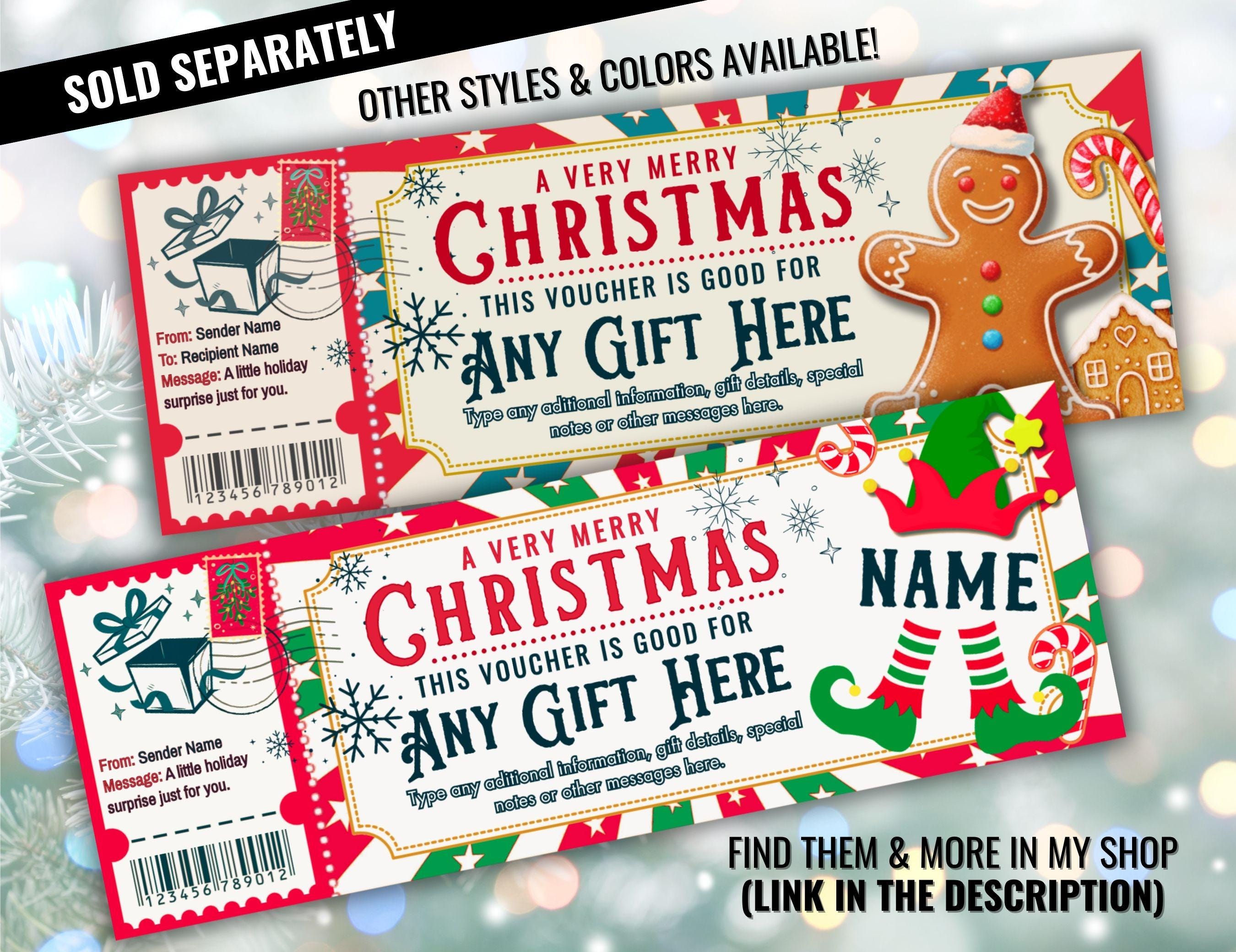 Christmas Gift Card Coupon From Santa, Editable Canva Template, Digital ...