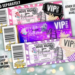 Movie Night VIP Ticket Invitation, Cinema Birthday Party Invite, Hot ...