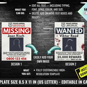Editable Wanted & Missing Poster Bundle, Halloween Party Poster, Scary ...