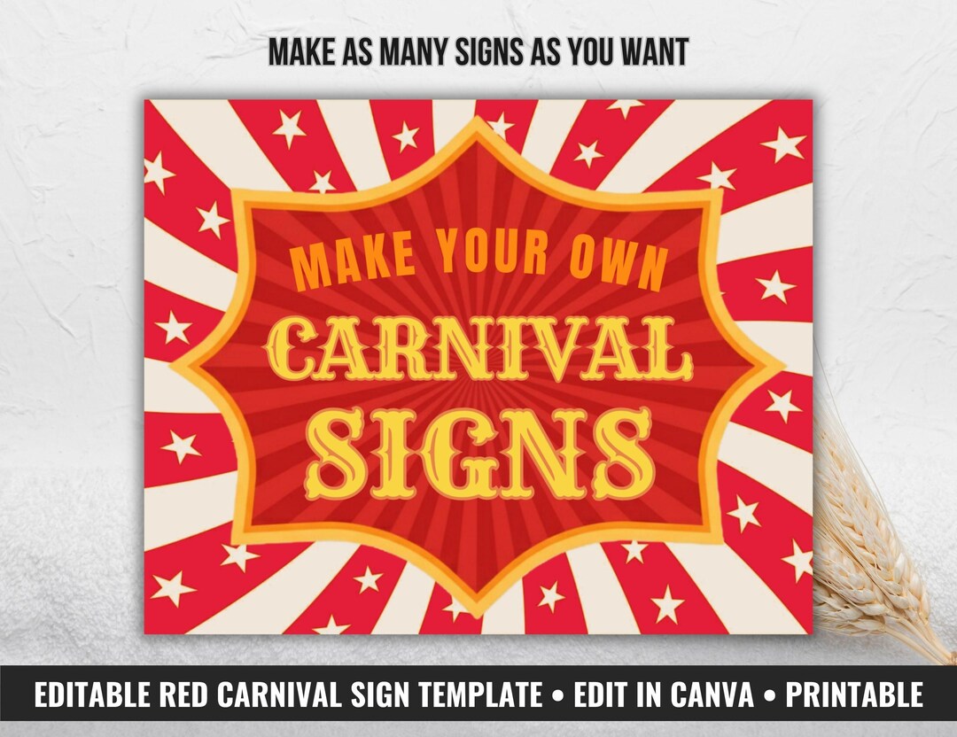 Editable Carnival Sign, Carnival Birthday Sign, Printable Circus Tent ...