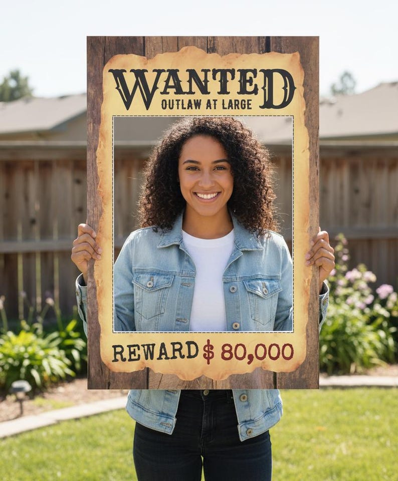 Printable Wanted Poster Photo Booth Frame Prop, Wild West Party Decor ...