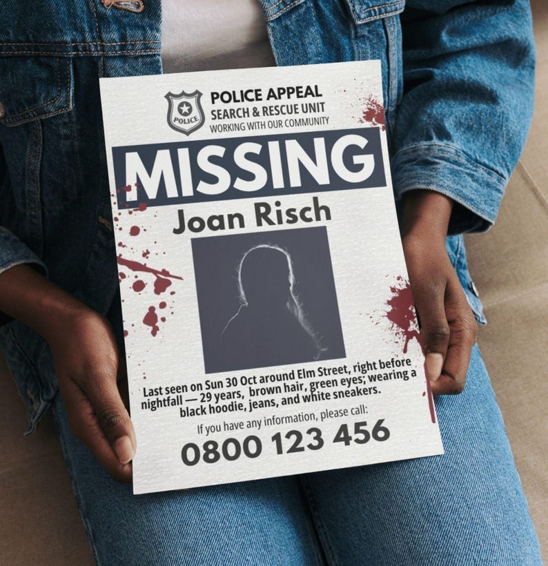 Editable Halloween Missing Person Sign, Printable Spooky Party Poster ...