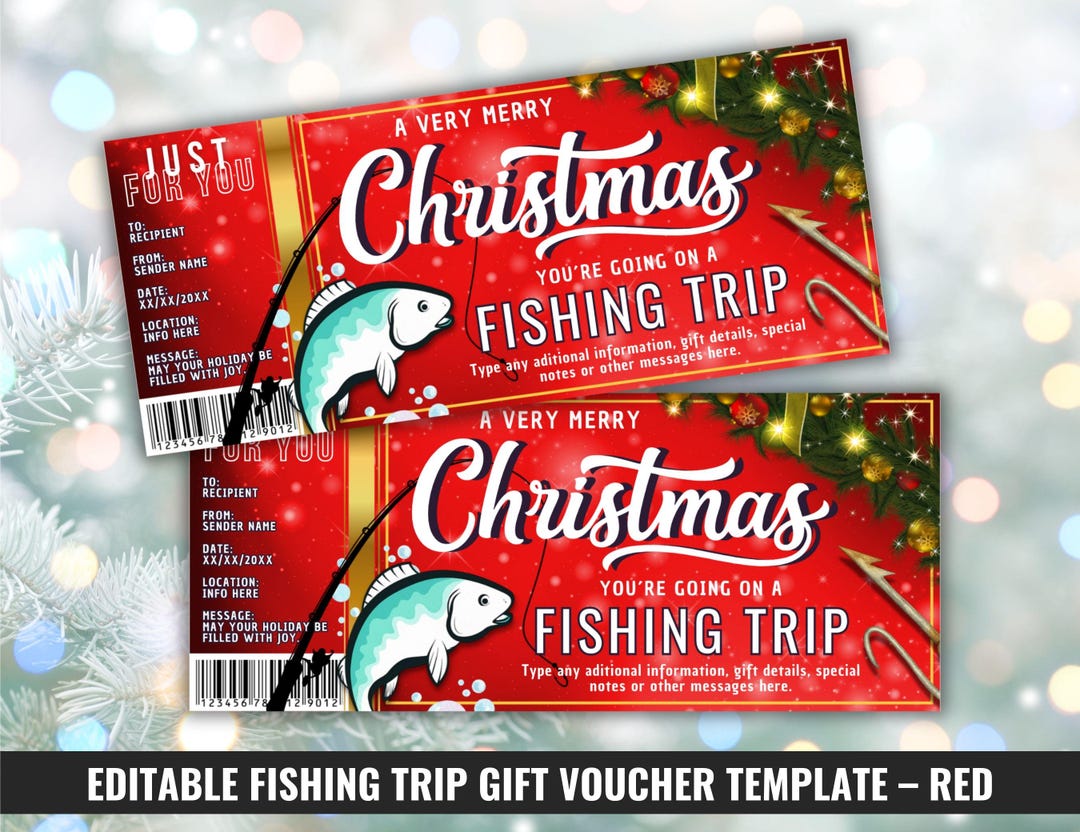 Fishing Trip Gift Ticket, Christmas Fishing Gift Card, Anglers ...
