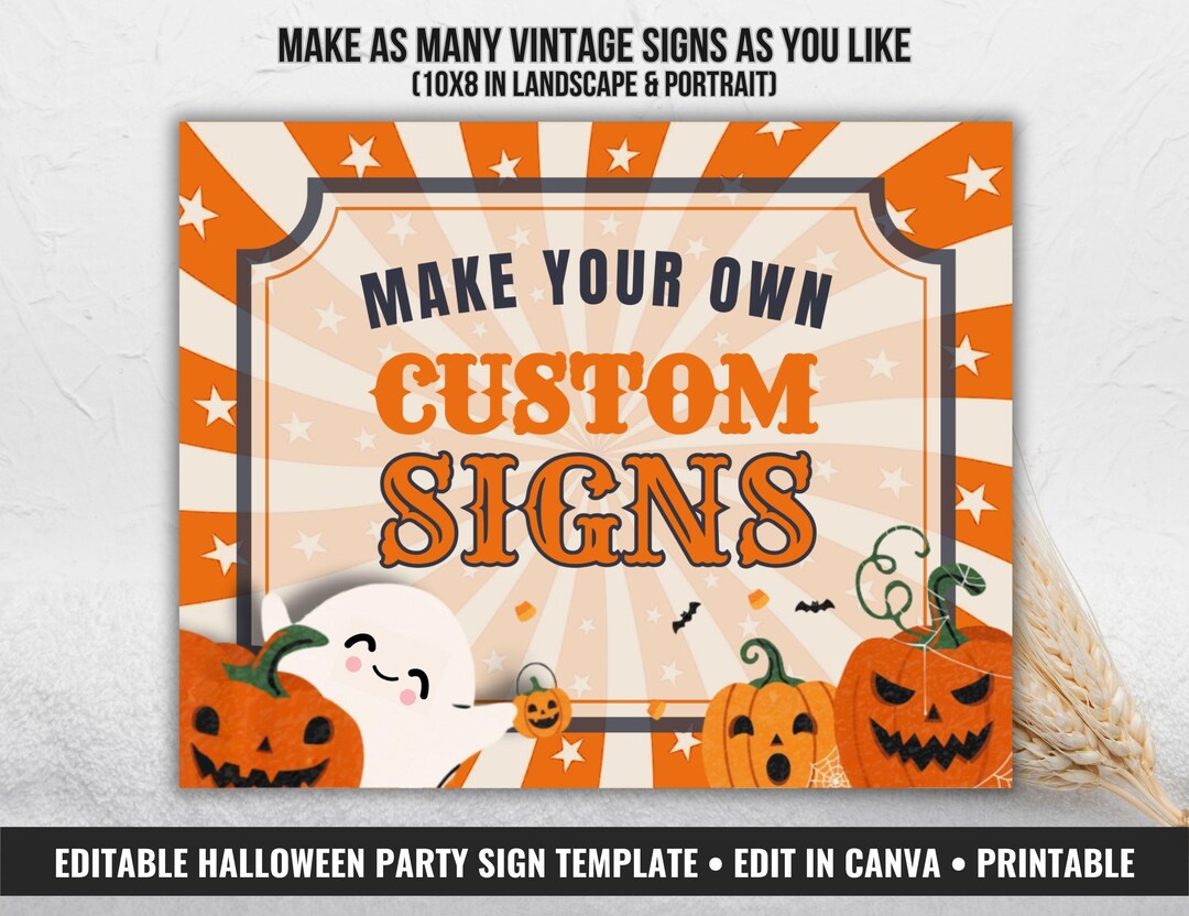 Editable Halloween Party Sign, Printable Haunted Carnival Station Decor ...