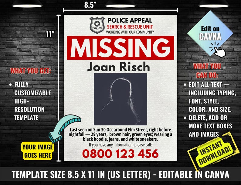 Editable Halloween Missing Person Sign, Printable Spooky Party Poster ...