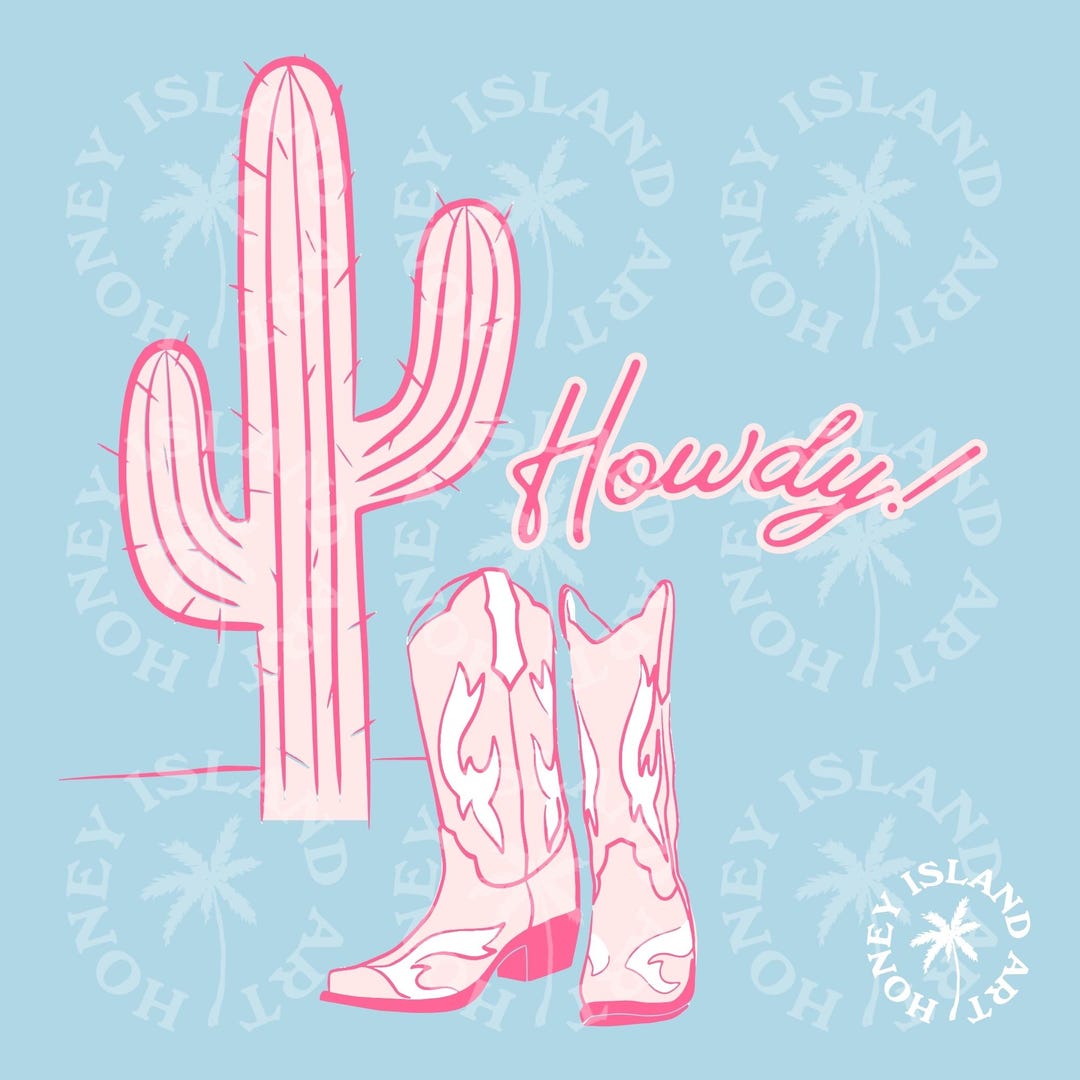 Howdy Cowgirl Pink Boots Cactus SVG PNG Instant Download Transparent ...