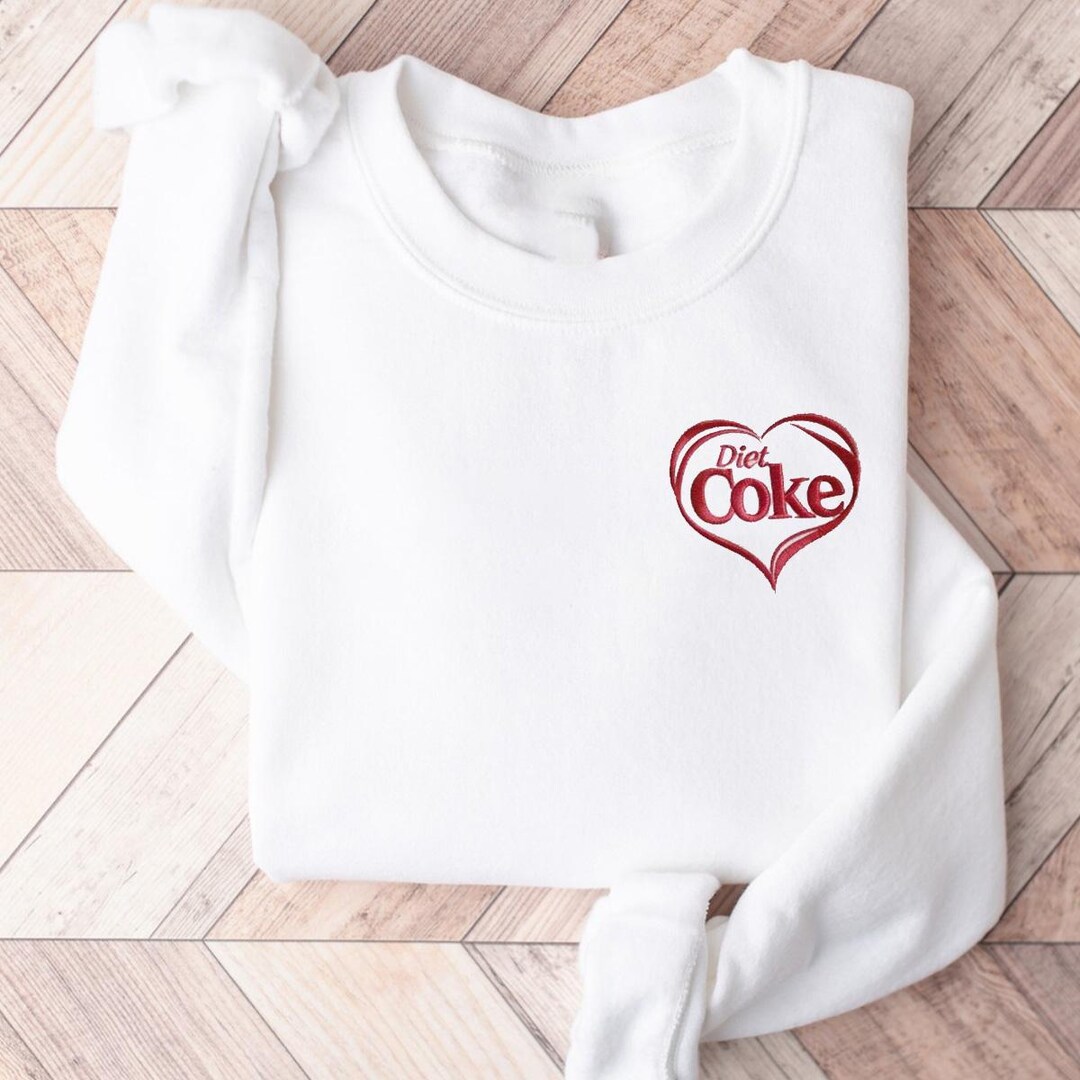 Trendy Viral Embroidered Diet Coke Heart Shirt, Custom Heart Love Diet ...