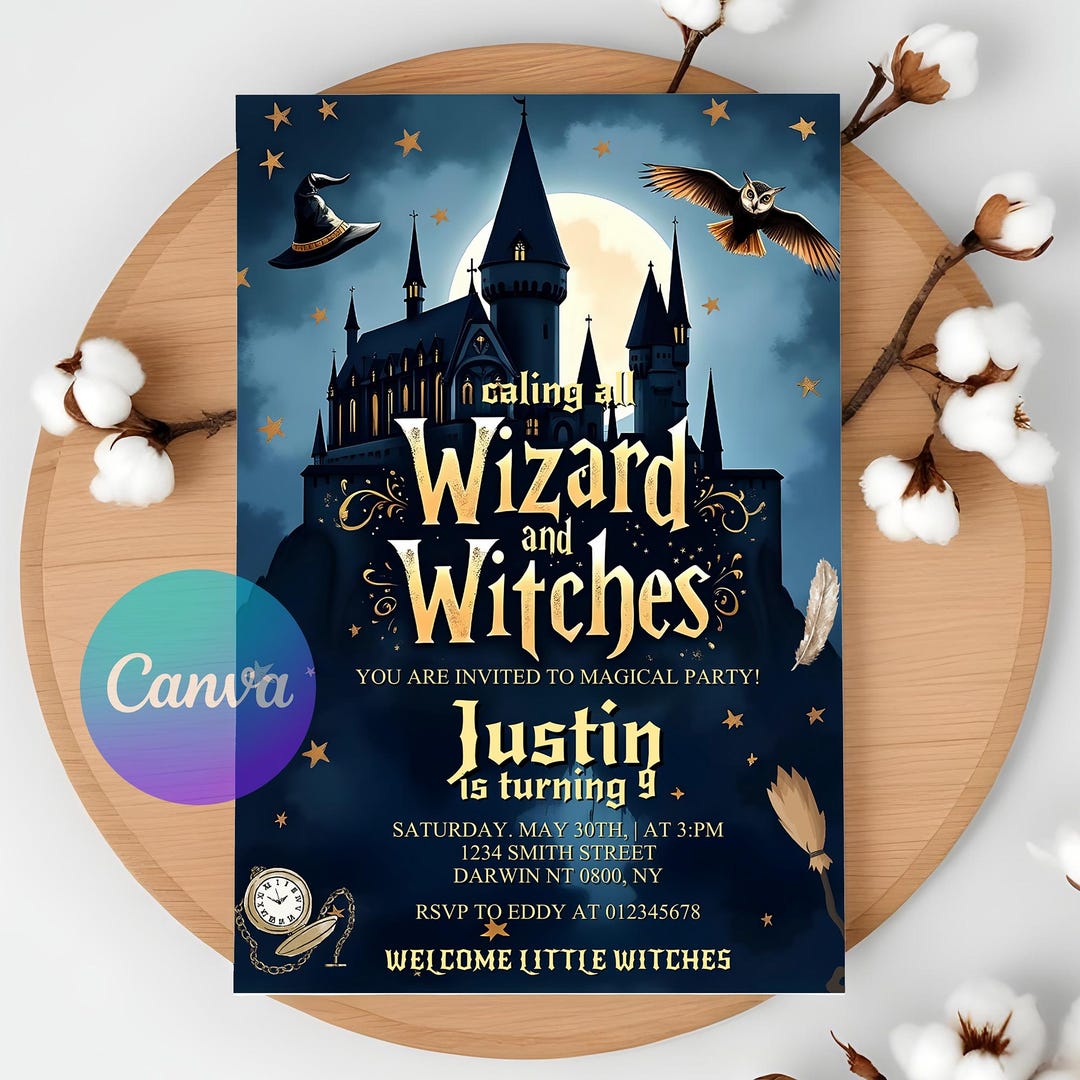 Editable Magic School Party Invitations Printable Wizard Invite for a ...