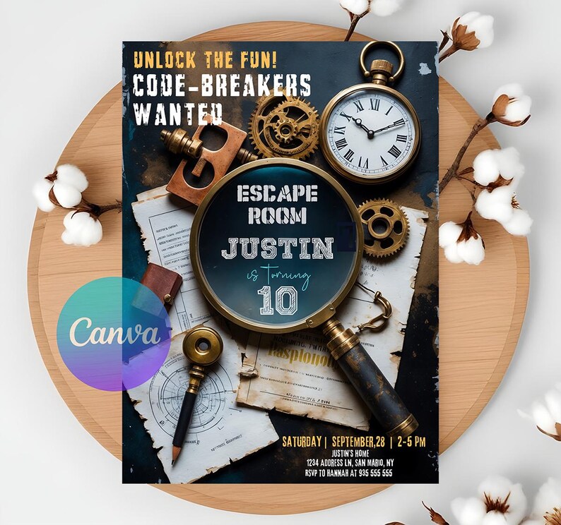 Editable Escape Room Birthday Invitation, Mystery Birthday Invitation ...