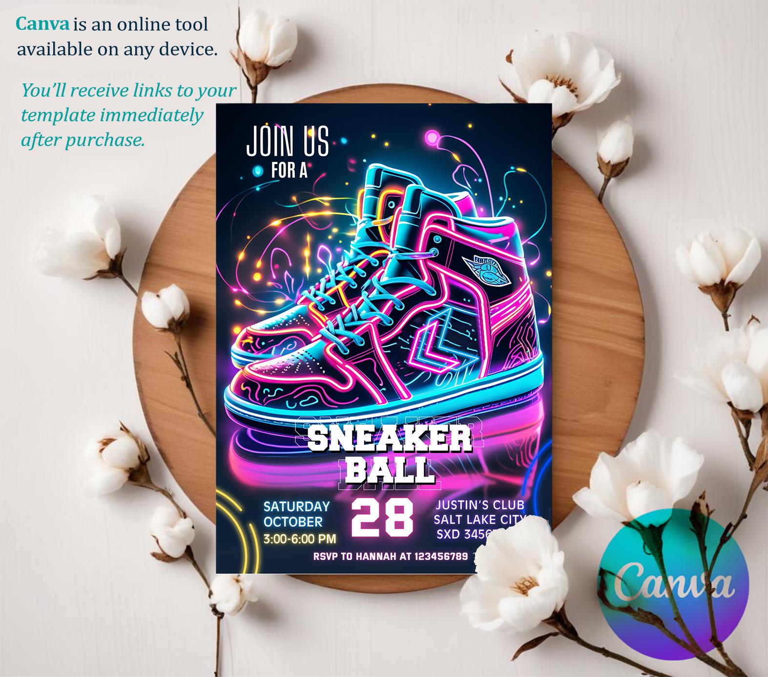 Sneaker Ball Invitation, Sneaker Ball Invite, Sneakers Balloons ...