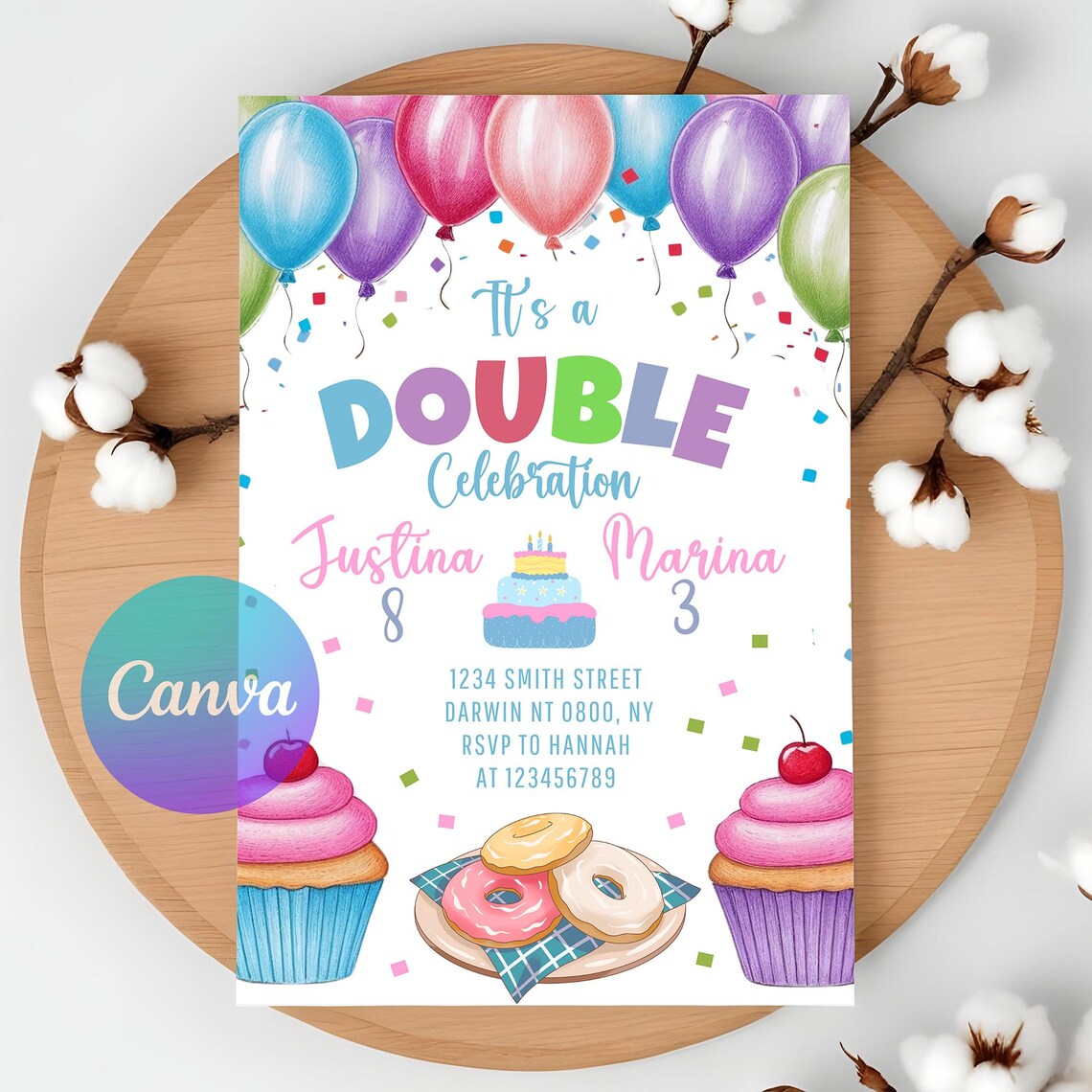 Double Birthday Party Invitation: Sibling Celebration (digital Download ...