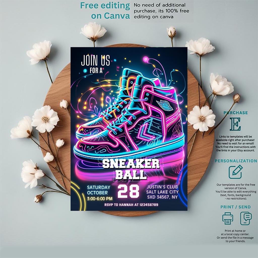 Sneaker Ball Invitation, Sneaker Ball Invite, Sneakers Balloons ...
