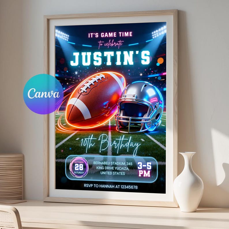 Editable Football Birthday Invitation, Football 2026, Sports Theme ...