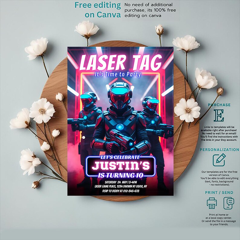 Laser Tag Birthday Invitation Template - Celebrate Your Kid's 10th ...