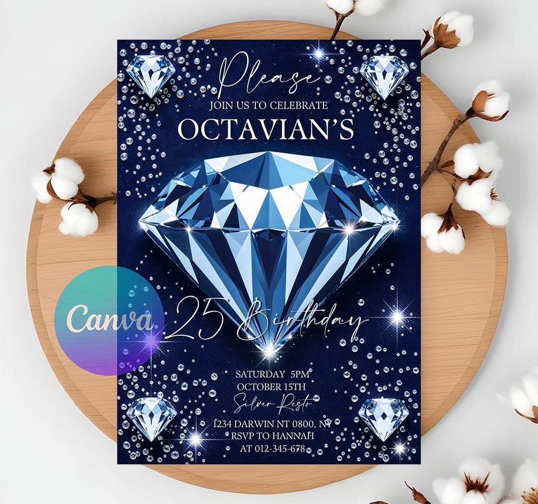 Denim and Diamonds Birthday Invitation: Editable Party Invite (digital ...