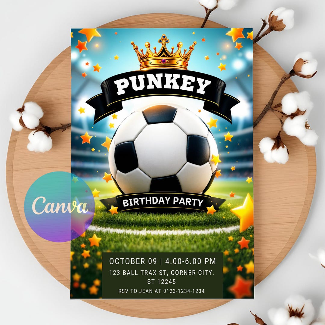 Sports Invitation Fun Soccer Invitation Card for Kids' Birthday Party ...