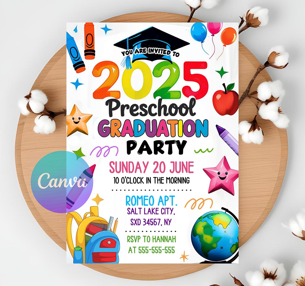 Editable Preschool Graduation Invitation, Preschool Graduation Invite ...