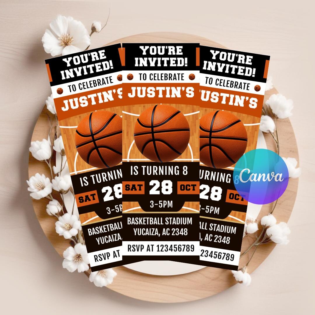 Basketball Birthday Invitation, Vip Game Time Party, Sports Ticket ...