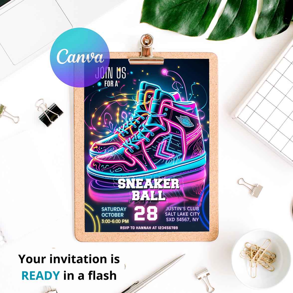Sneaker Ball Invitation, Sneaker Ball Invite, Sneakers Balloons ...