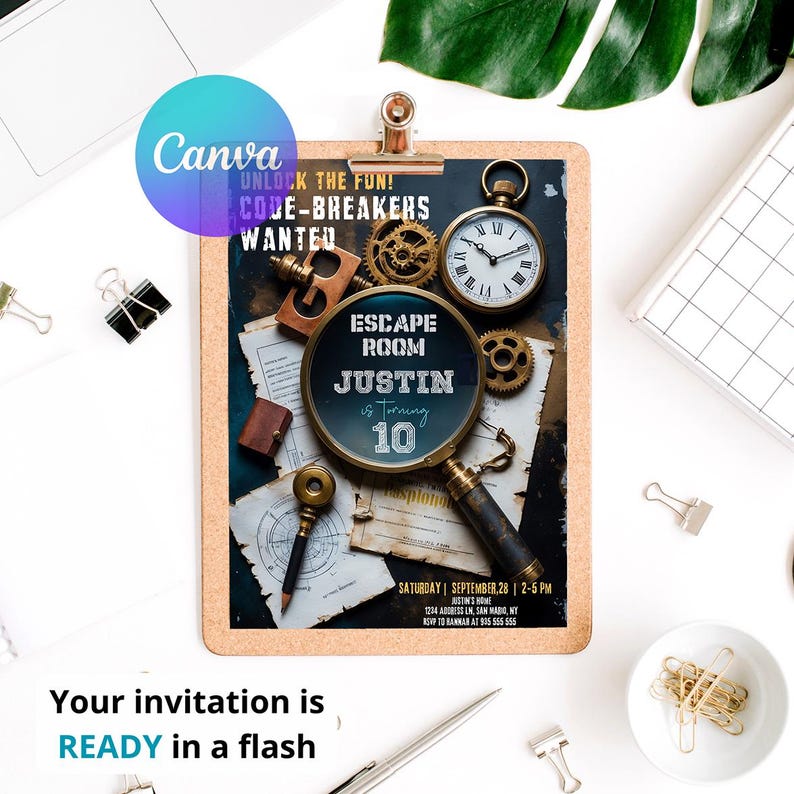 Editable Escape Room Birthday Invitation: Mystery Party, Gender Neutral ...