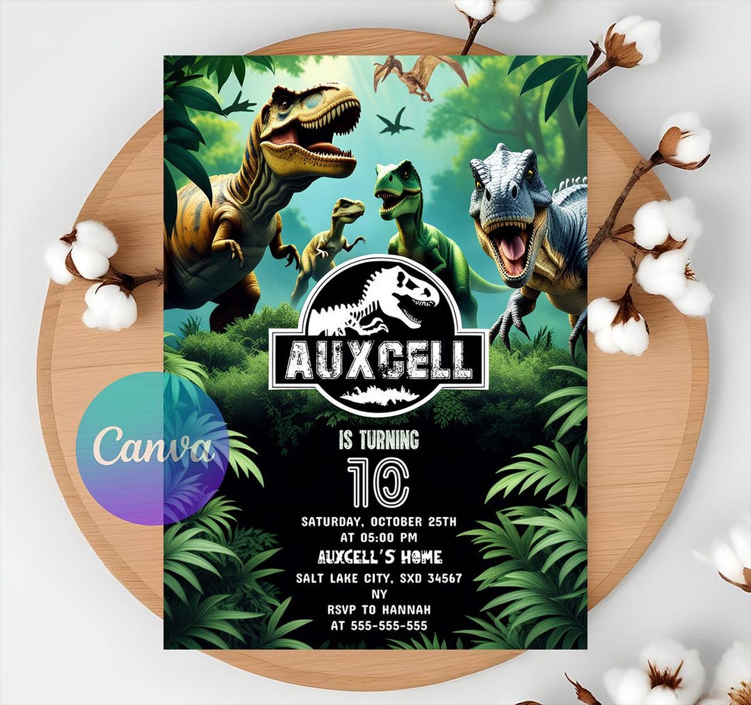 Dinosaur Invitation, Dinosaur Birthday Party Invitation, T-rex Party ...
