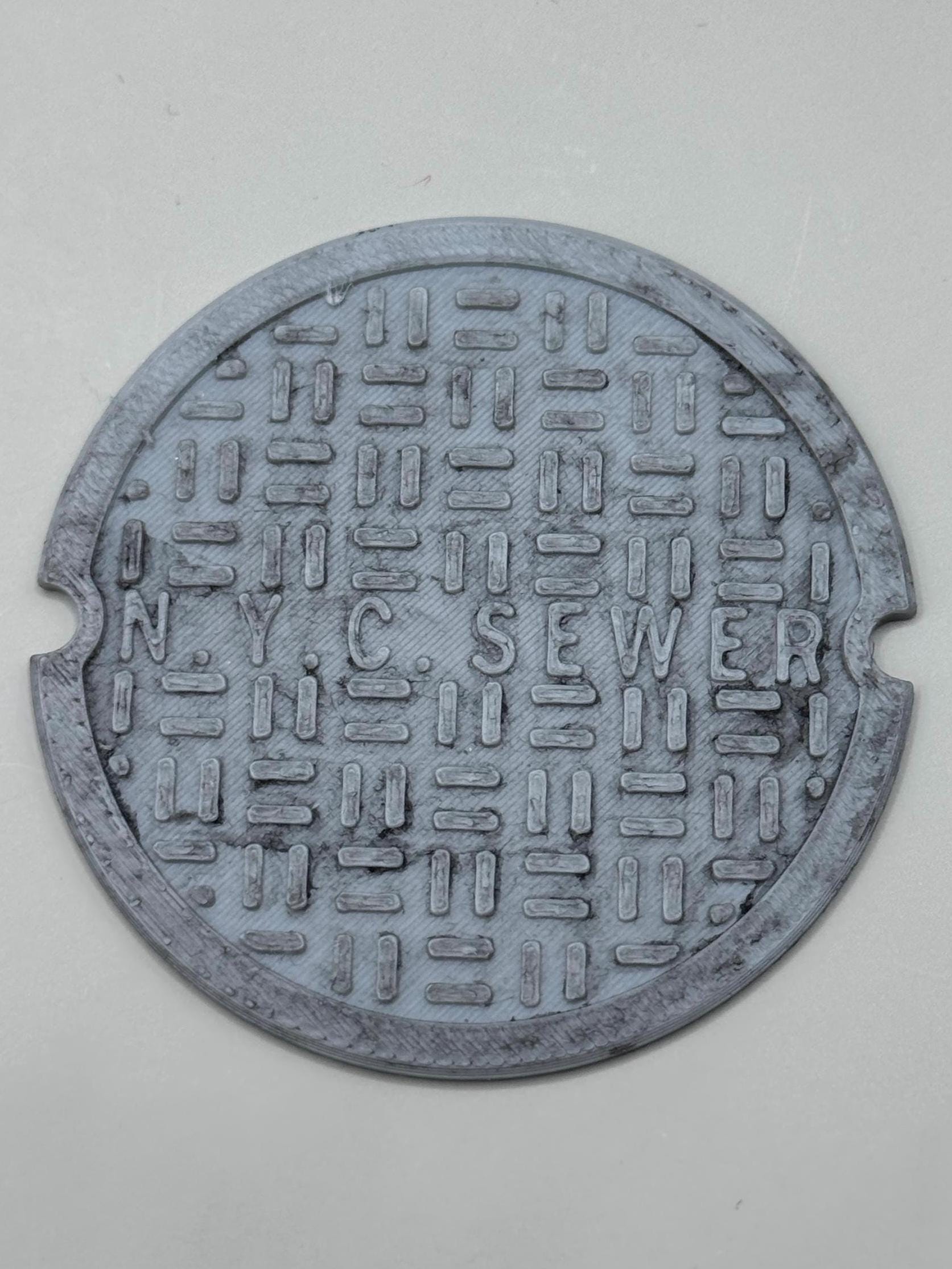 3D Printed Manhole Cover Sewer Grate Lid - Diorama Accessory for 6 Inch ...