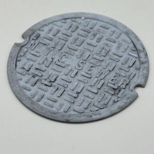 3D Printed Manhole Cover Sewer Grate Lid - Diorama Accessory for 6 Inch ...